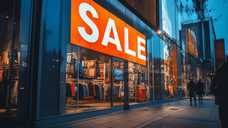 A Retail Store Front with a Large "Sale" Sign Stock Illustration ...