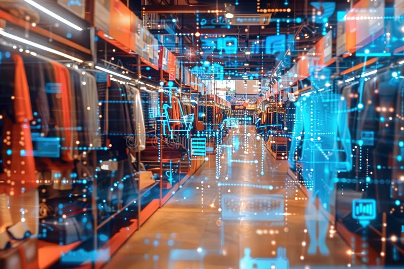 Digital Overlay of a Retail Store Stock Illustration - Illustration of ...