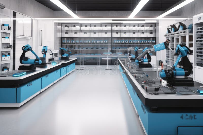 Retail Store with Robotic Assembly Line Components on Display for ...