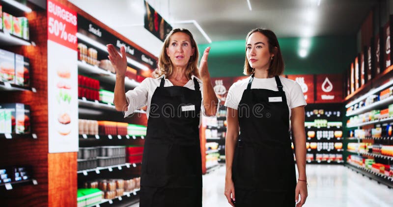 Retail Supermarket Store Worker Stock Photo - Image of trainer, female ...