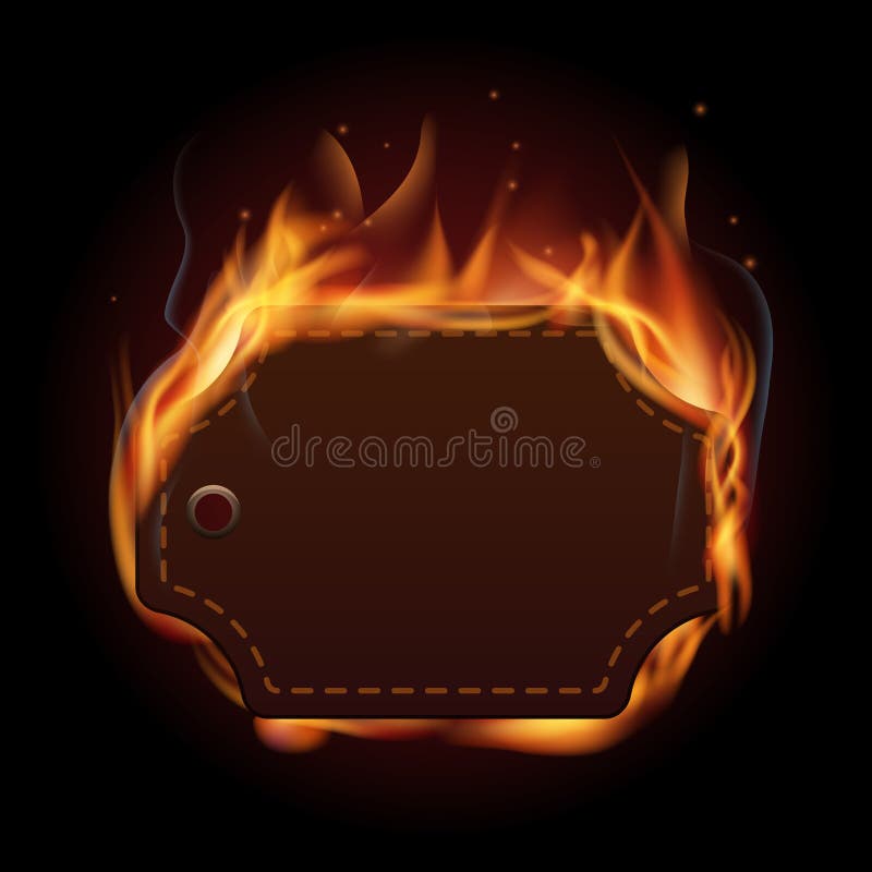 Retail Tag Burning in Realistic Flame. Blank Mockup Stock Illustration ...