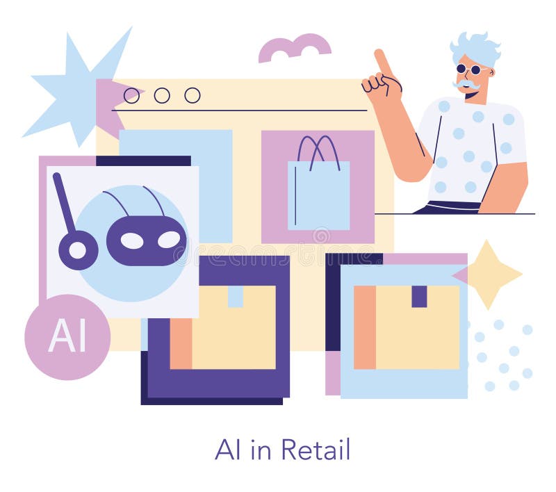 Retail Tech. Flat Vector Illustration Stock Vector - Illustration of ...