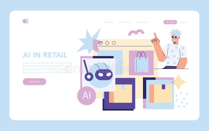 Retail Tech. Flat Vector Illustration Stock Vector - Illustration of ...