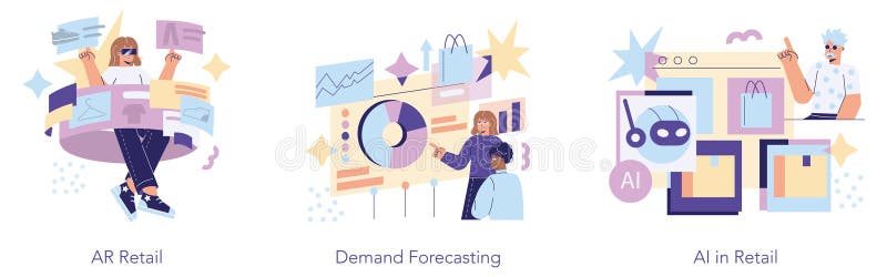 Retail Tech. Flat Vector Illustration Stock Vector - Illustration of ...