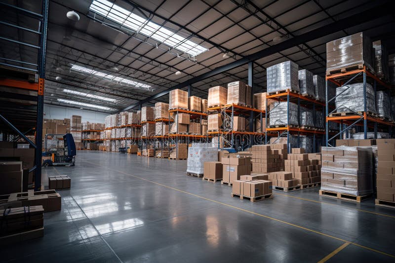 Retail Warehouse with Boxes Stock Illustration - Illustration of ...