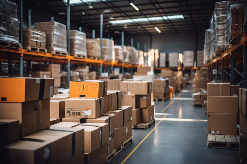 Retail Warehouse with Boxes Stock Photo - Image of distribution ...