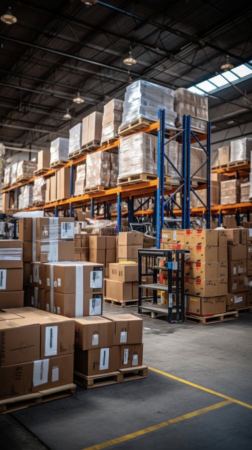 Retail Warehouse with Boxes Stock Illustration - Illustration of ...