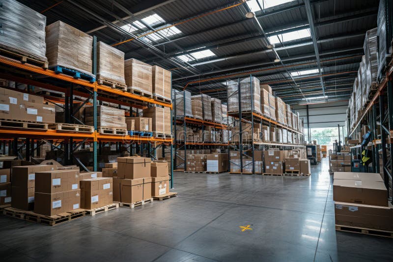 Retail Warehouse with Boxes Stock Photo - Image of supply, interior ...