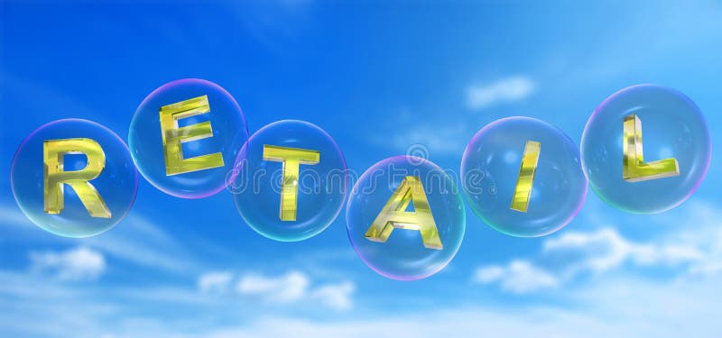 The retail word in bubble stock illustration. Illustration of rendered ...