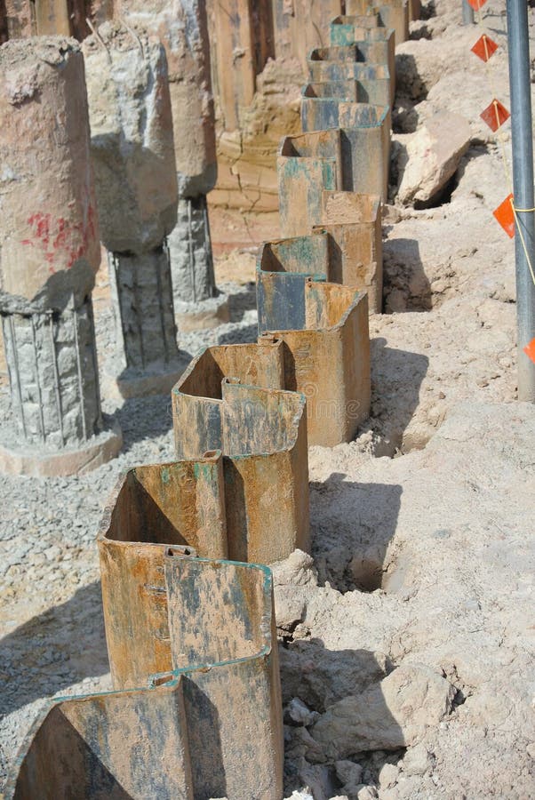 Retaining Wall Steel Sheet Pile Cofferdam Stock Photo - Image of ...