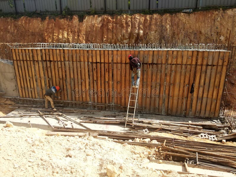 Retaining Wall is Under Construction. the Retaining Wall Was Built ...