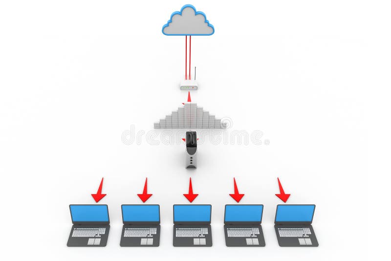 Rete Di Computer Della Nuvola Illustrazione di Stock - Illustrazione di ...