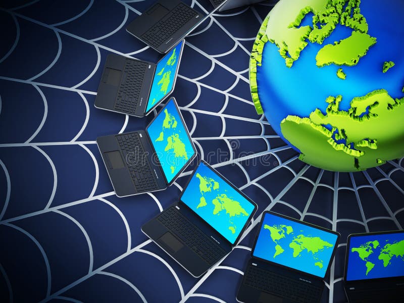 Rete Di Computer Globale Con Una Ragnatela Illustrazione di Stock ...