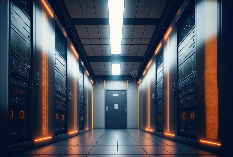 Rete Di Computer Server Room O Data Center Generative Ai Illustrazione ...