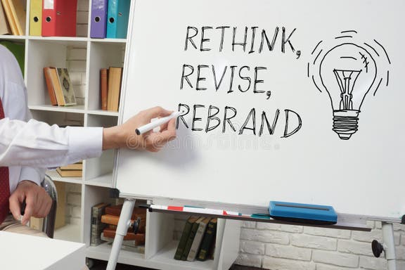 Rethink, Revise and Rebrand are Shown Using the Text Stock Image ...