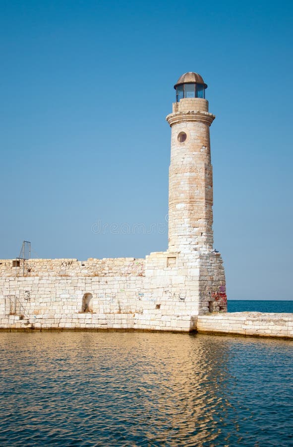 Rethymno lighthouse stock image. Image of harbour, blue - 21154783