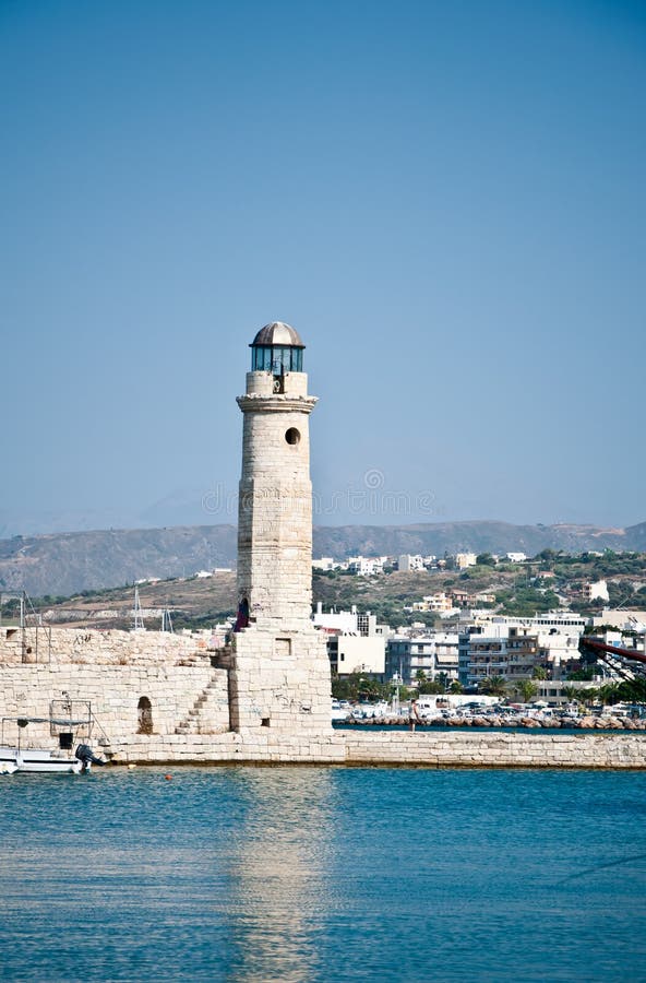 Rethymno lighthouse stock image. Image of blue, harbor - 21378225