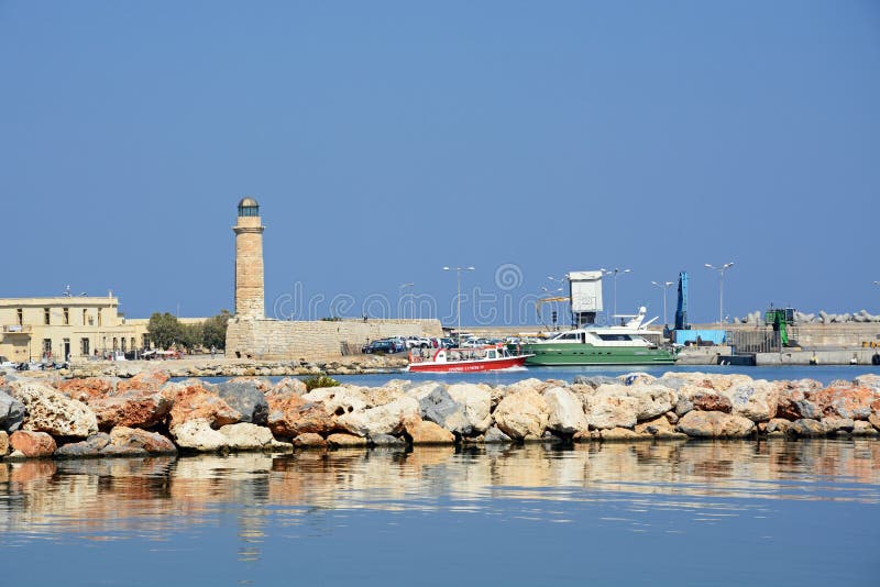 Rethymno Lighthouse and Harbour, Crete. Editorial Stock Image - Image ...