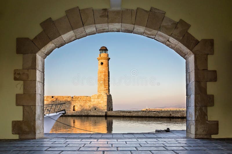 Rethymno Lighthouse - Retimno, Greece Stock Photo - Image of ...