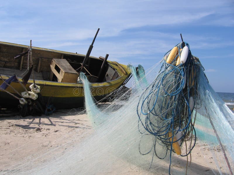 Reti Da Pesca Dell'annuncio Della Barca Fotografia Stock - Immagine di ...
