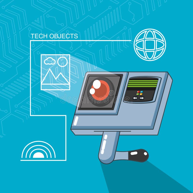 Retina Reader Machine with Set Icons Stock Vector - Illustration of ...