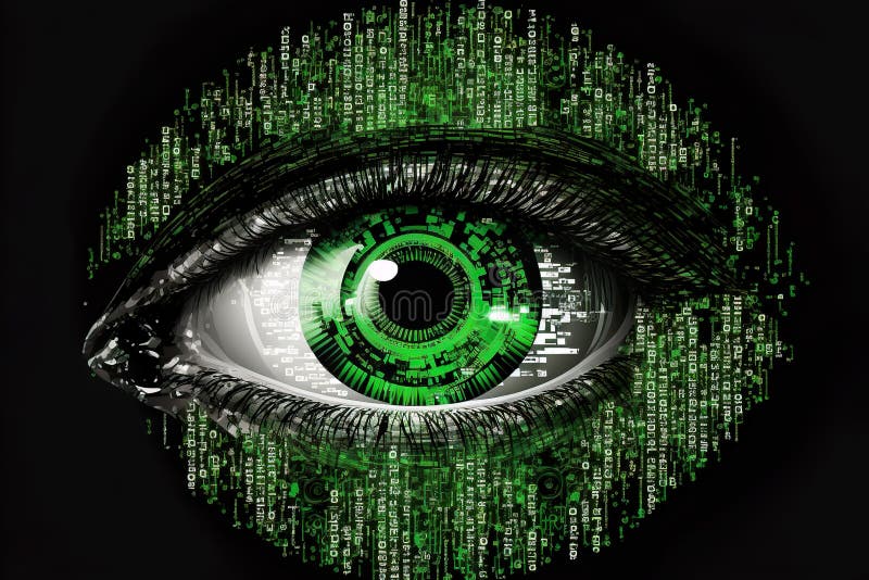 Retina Scanner Presented with the Help of Blue and Green Eyes. Stock ...