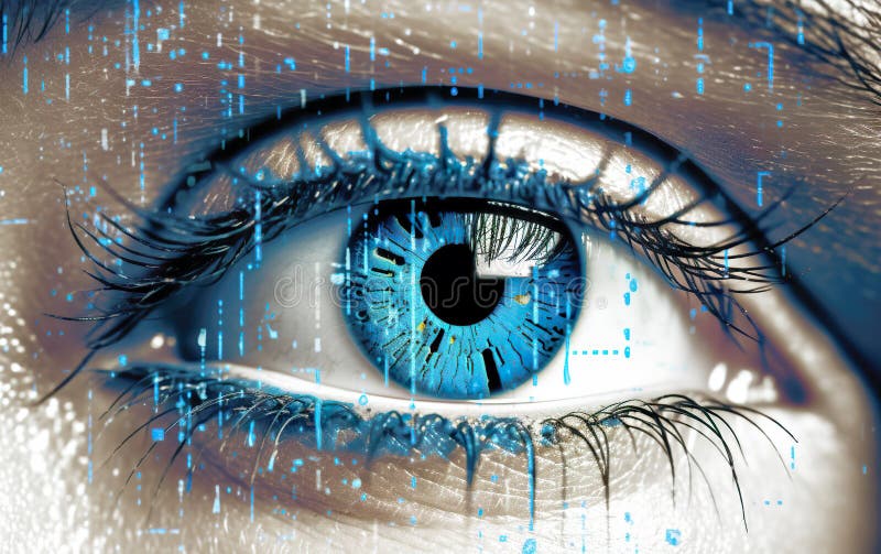 Retina Scanner Presented Using Blue Eyes. Stock Illustration ...
