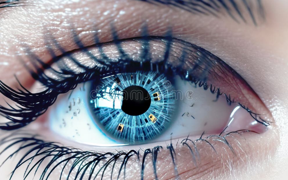 Retina Scanner Presented Using Blue Eyes. Stock Illustration ...