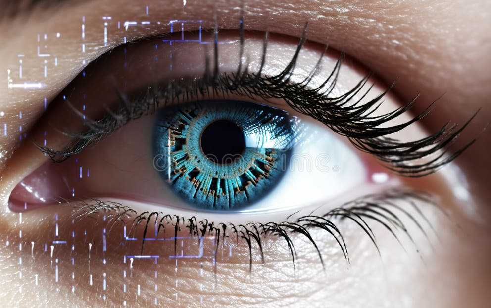 Retina Scanner Presented Using Blue Eyes. Stock Illustration ...