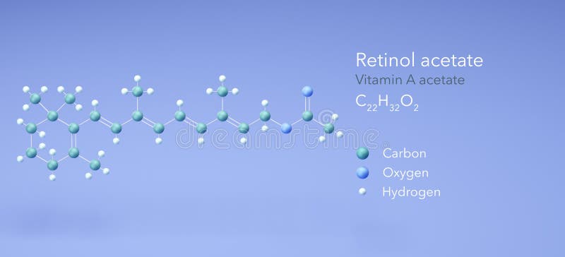 Retinyl Acetate Molecule, Molecular Structures, C22h32o2, Vitamin a 3d ...