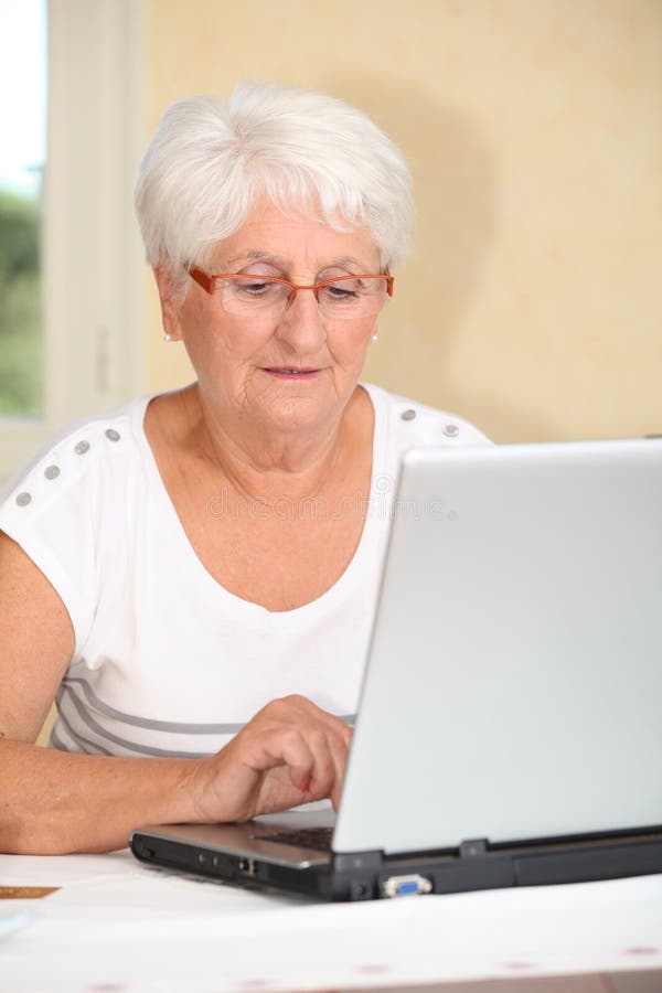 Retired People and Technology Stock Image - Image of indoors, woman ...