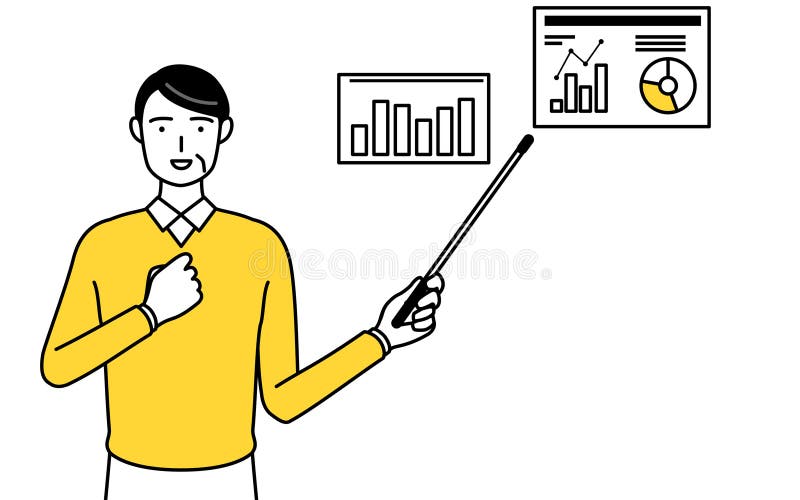 Retired Seniors, Middle-aged Man, Analyzing a Performance Graph Stock ...