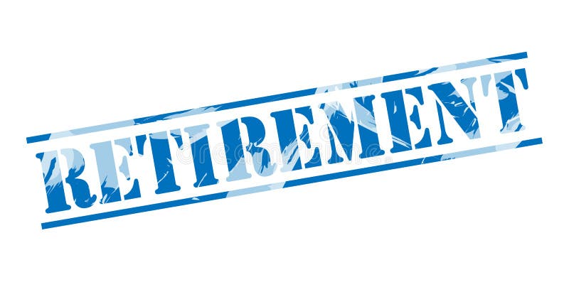 Retirement blue stamp stock illustration. Illustration of label - 97579320