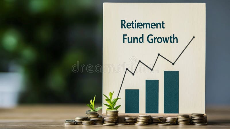 Retirement Fund Growth Visualized with a Chart and Coins Displayed on a ...
