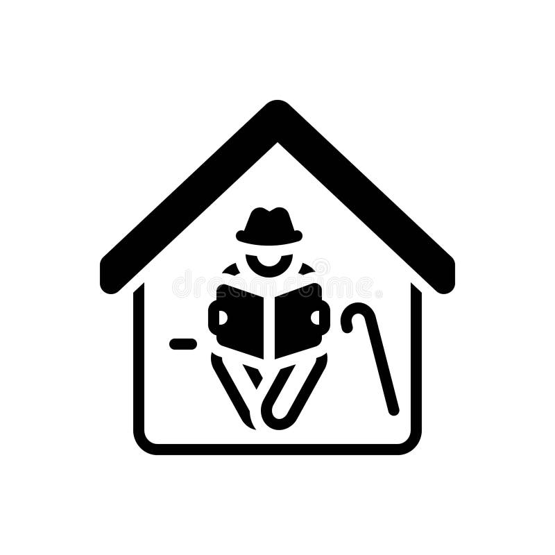 Black Solid Icon for Retirement, Pensioner and Senior Stock ...