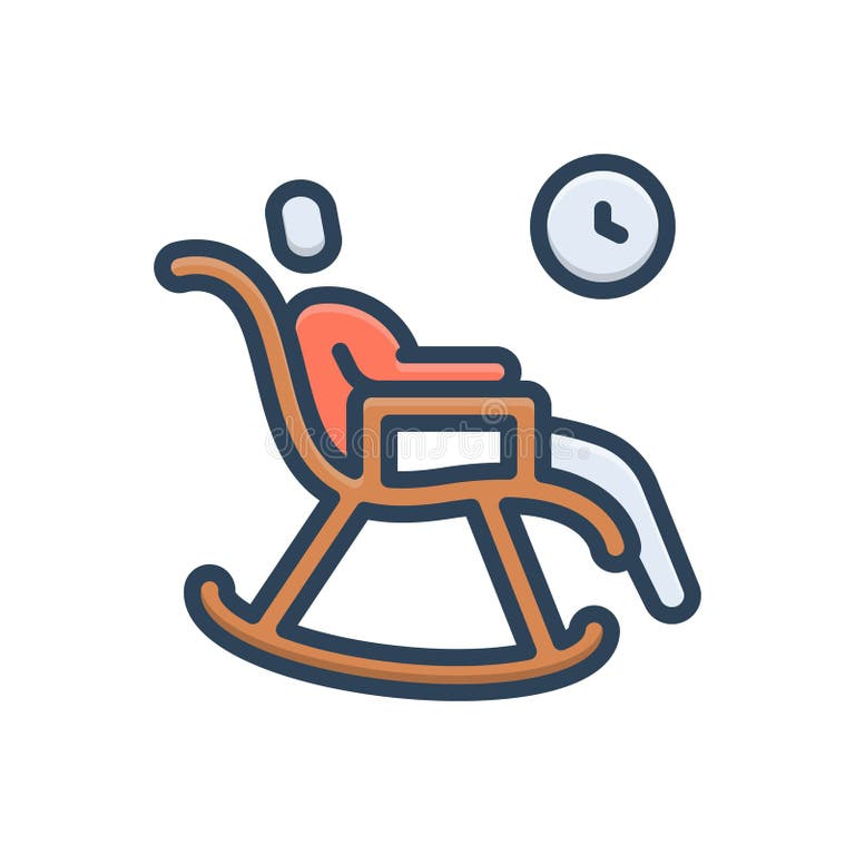 Color Illustration Icon for Retirement, Rocking Chair and Man Stock ...