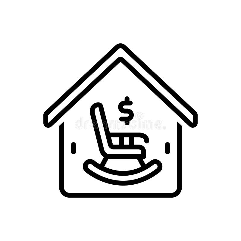 Black Line Icon for Retirement, Rocking Chair and Senior Stock Vector ...