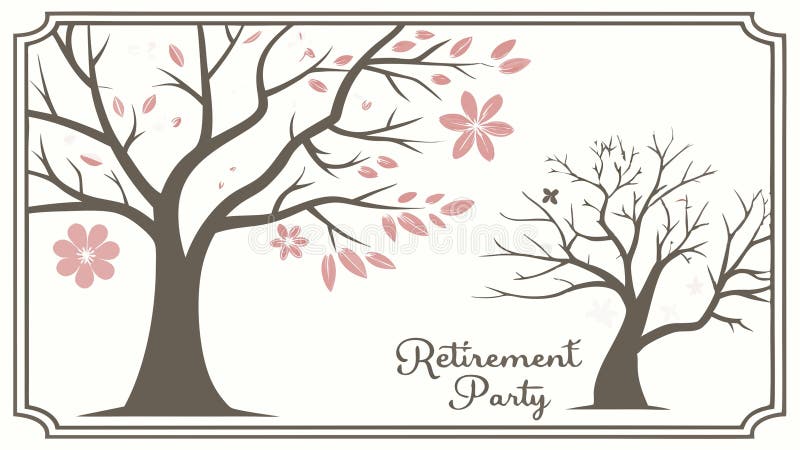 Retirement Party Invitation Frame with Tree, Seasonal Vector Design ...