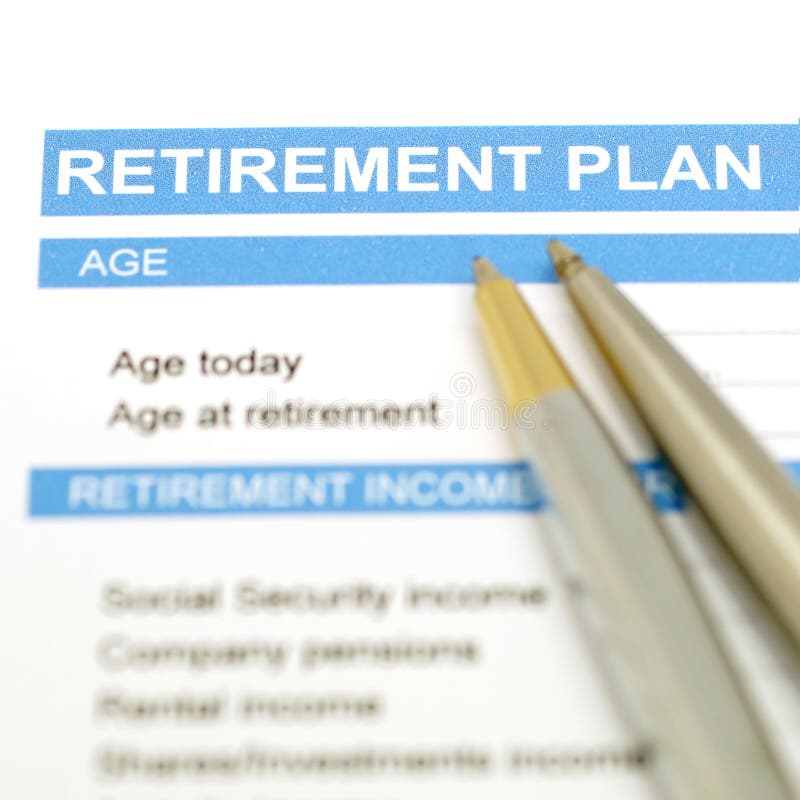 Retirement Plan Document with Pen and Calculator Stock Photo - Image of ...