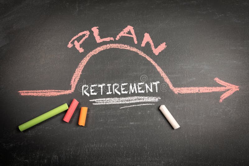 Retirement Plan. Pieces of Chalk on a Dark Chalkboard Background Stock ...