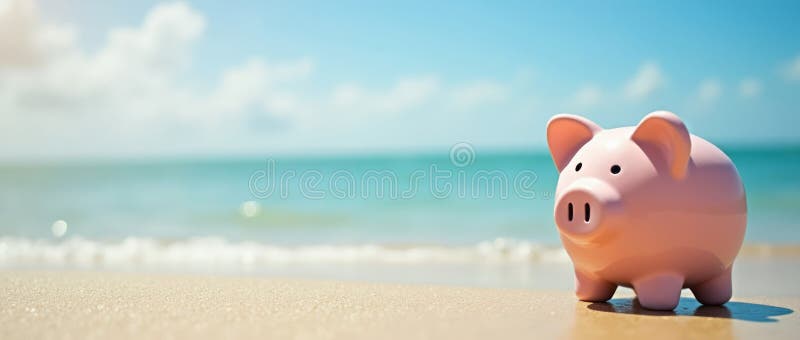 Retirement Planning â€“ a Piggy Bank with a Beach in the Background ...