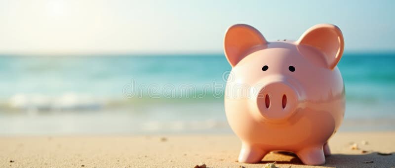 Retirement Planning â€“ a Piggy Bank with a Beach in the Background ...