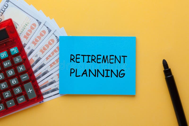RETIREMENT PLANNING, Text in Notebook on White Table with Office Tools ...