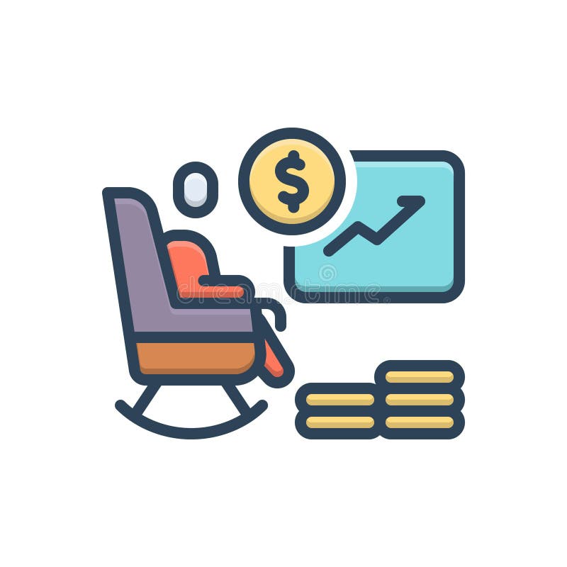 Color Illustration Icon for Retirement Plans, Money and Wealth Stock ...