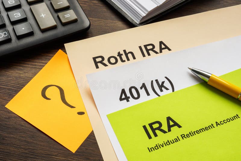 Retirement Plans IRA, 401k and Roth IRA for Choosing. Stock Image ...