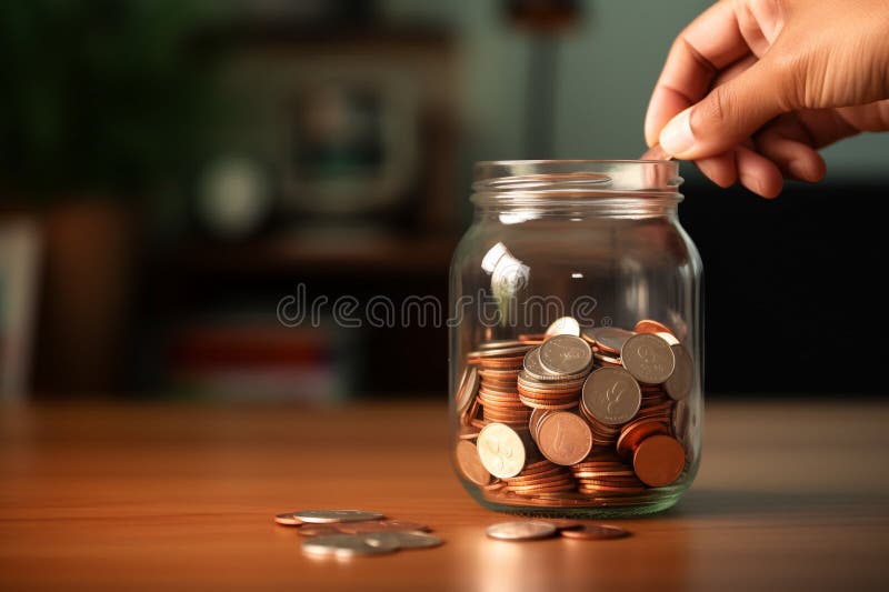 Retirement and Saving Plan, Jar with Coins. Stock Photo - Image of ...