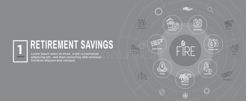 Retirement Savings Icon Set and Web Header Banner Stock Vector ...