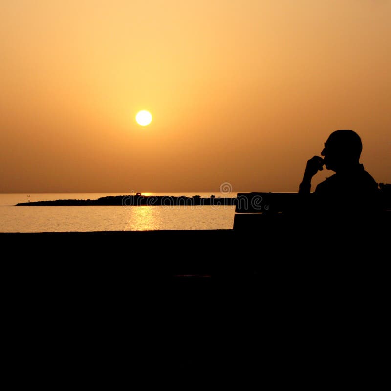 Retirement - Senior Man Twilght Silhouette Stock Image - Image of ...