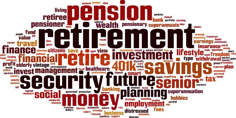Pension word cloud stock vector. Illustration of questions - 260726869