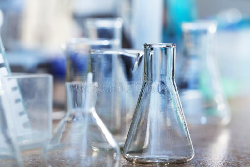 Empty Retort Flask on Background. Laboratory Glassware Stock Image ...